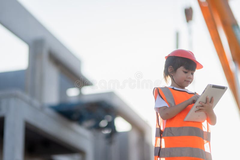 Asian Little Girl Future Engineers Stock Photo - Image of engineering ...