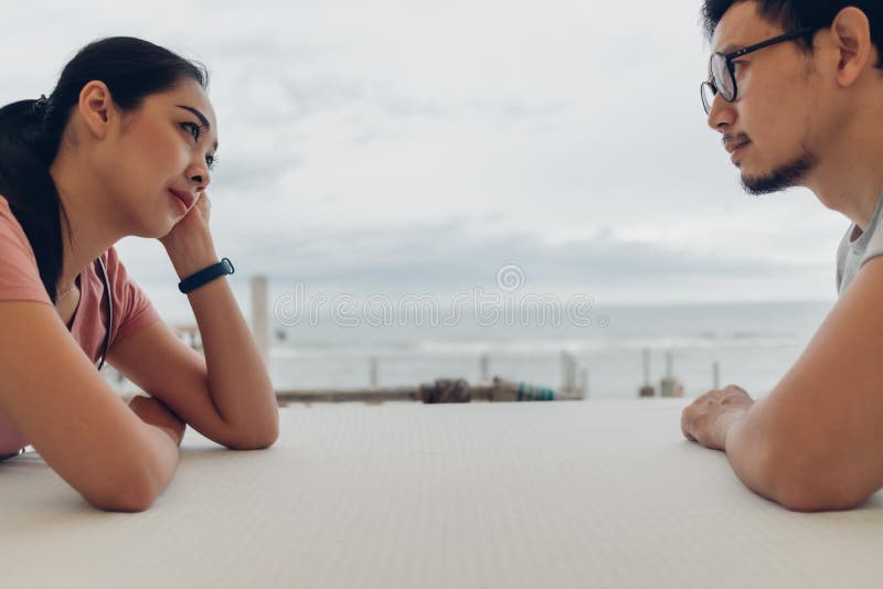 Lover Couple Sit at the Table on the Beach Stock Photo - Image of indoors, beautiful: 169938512