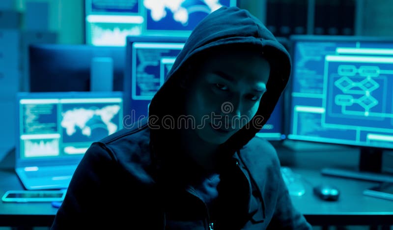 Asian male hacker stock image. Image of crime, phishing - 189882533