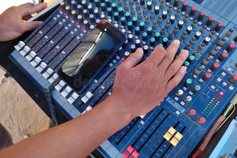 Asian Male Hand Setting System Audio Stock Photo - Image of setting ...