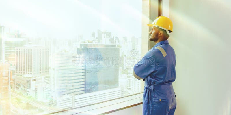 Asian Male Worker Working on a Construction Site Standing Alone ...