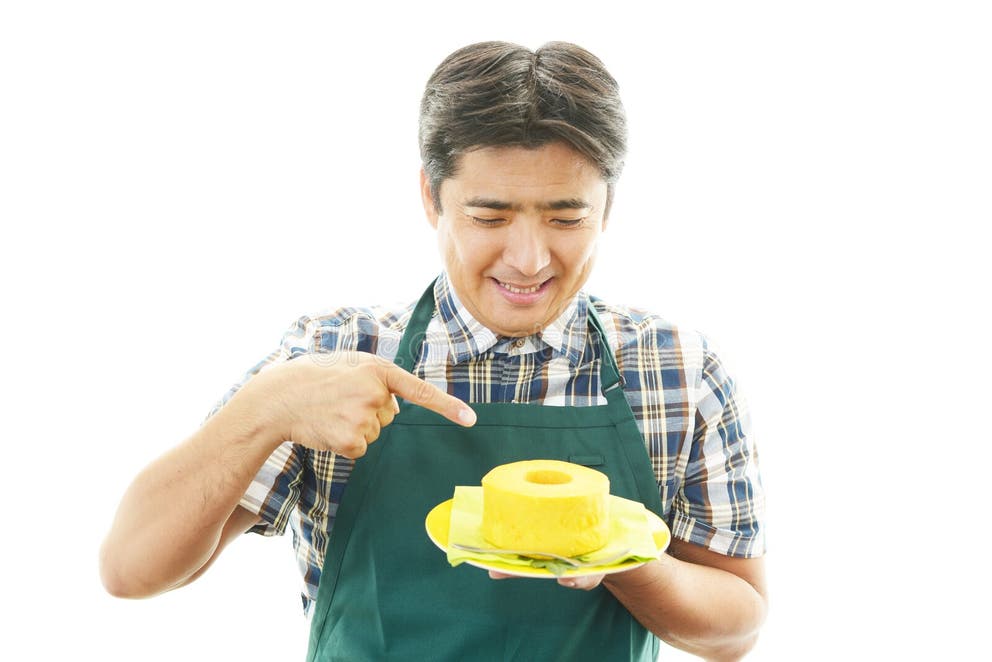 Asian man baking cake stock photo. Image of breakfast - 38000224