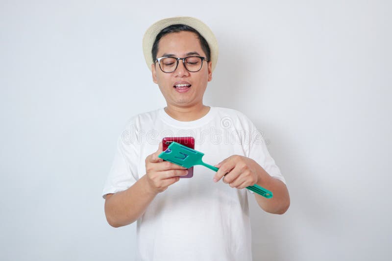 Asian Man Checking E-toll Balance Stock Photo - Image of card, etol ...