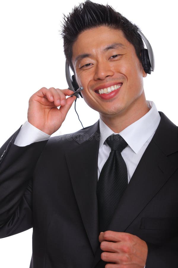 Asian Man Customs Service Representative Stock Image - Image of phone ...