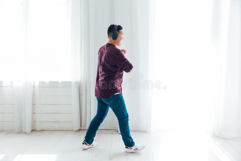 Asian Man Dancing To Music Alone at Home Stock Image - Image of crowd ...