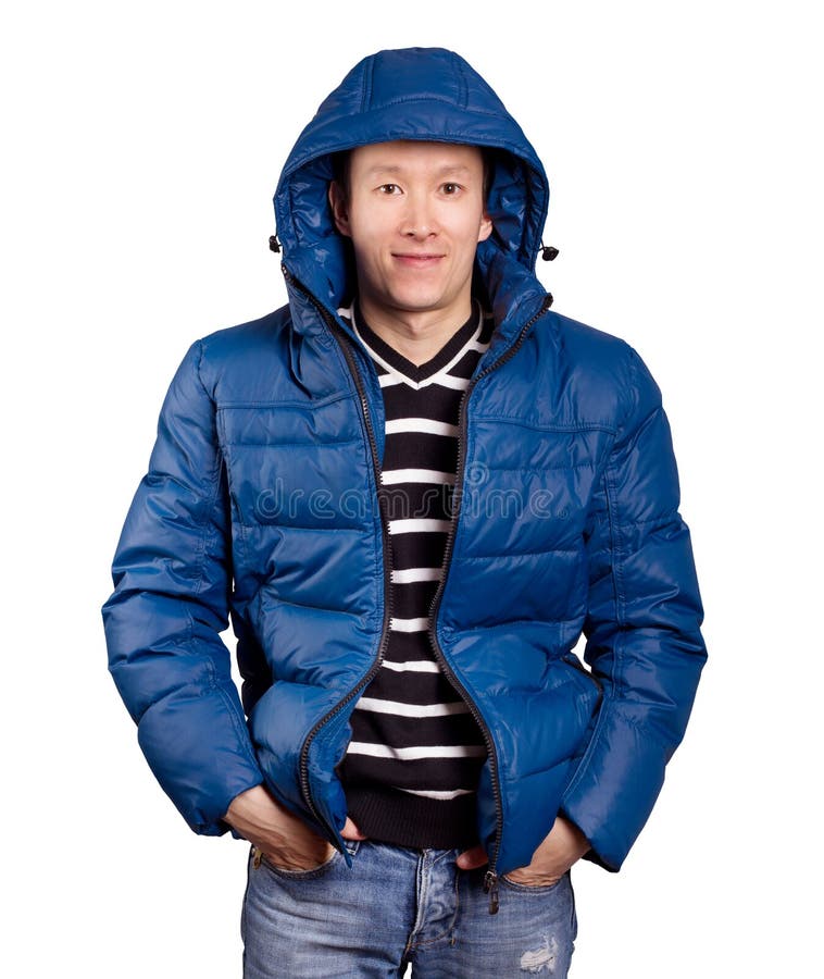Asian Man in Down Padded Coat Stock Image - Image of cheerful, male ...