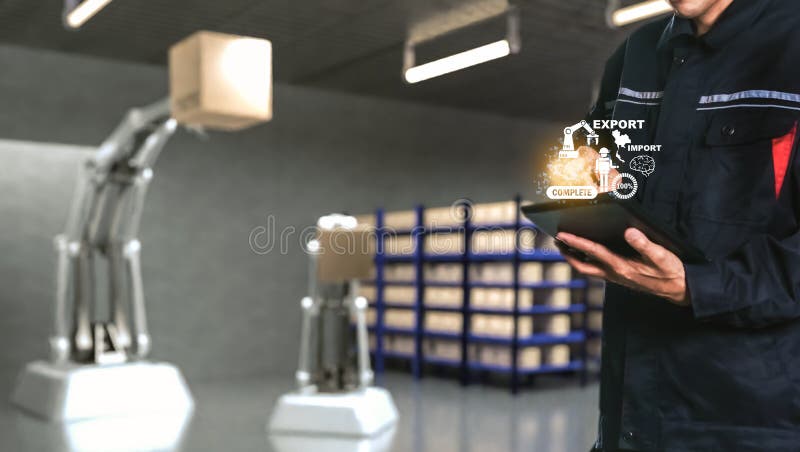 Asian Man Engineer Hold Smartphone Touch Touching UI Screen Interface ...