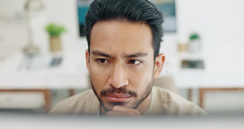Face, Man and Thinking Closeup in Studio for Idea, Brainstorming or ...