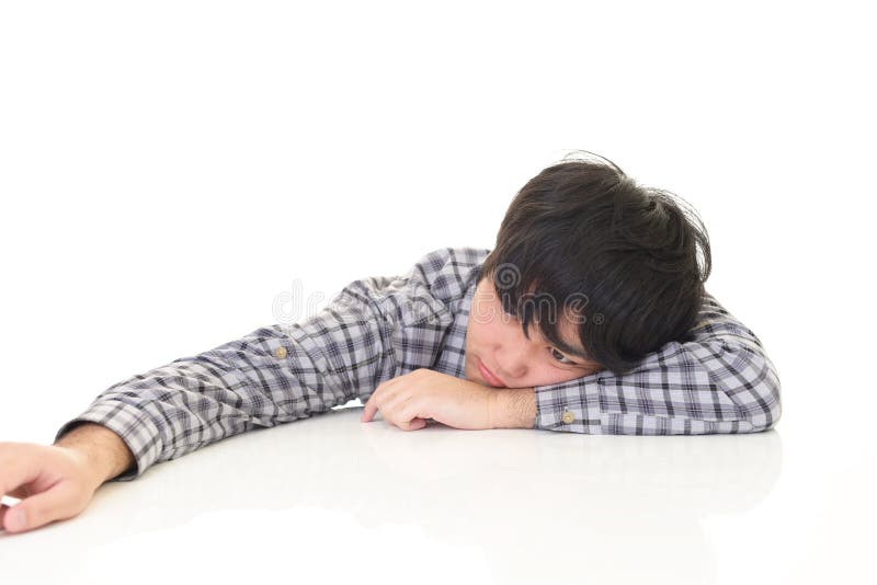 Tired Asian man stock photo. Image of distress, handsome - 146056022