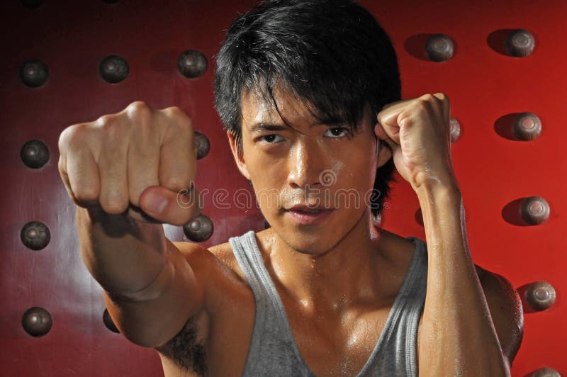 Asian Man In Fighting Action Stock Image - Image of fierce, hand: 10162009
