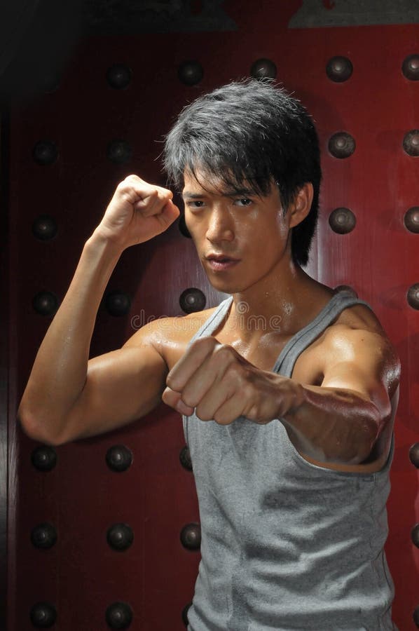 Young Asian Man in Preparing for a Fight Stock Photo - Image of china ...