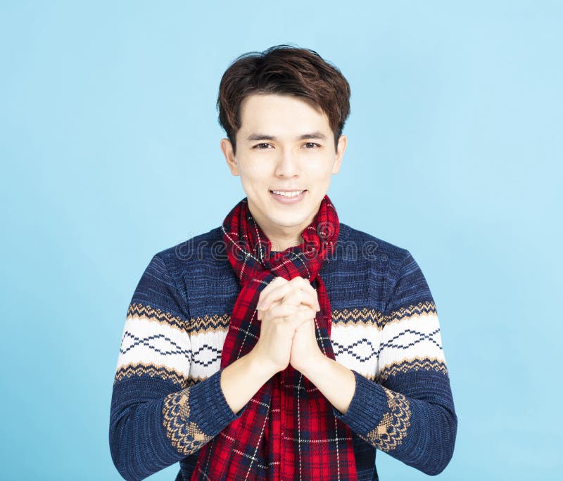 Young Man with Congratulation Gesture Stock Photo - Image of ...