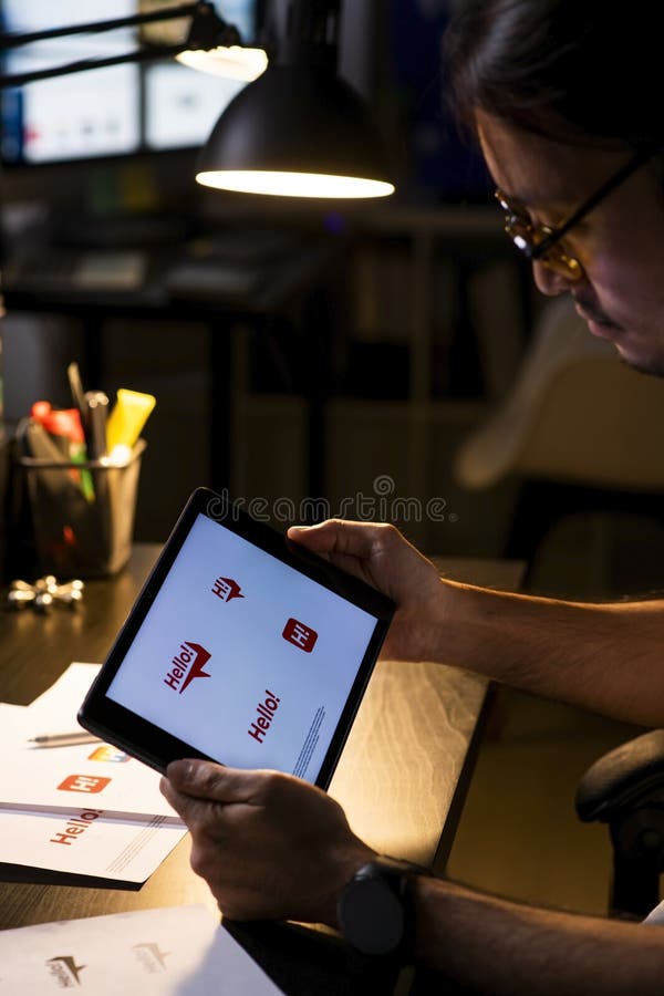 Asian Man Graphic Designer Working on Computer Drawing Sketches Logo ... Asian Man Graphic Designer Working on Computer Drawing Sketches Logo ...