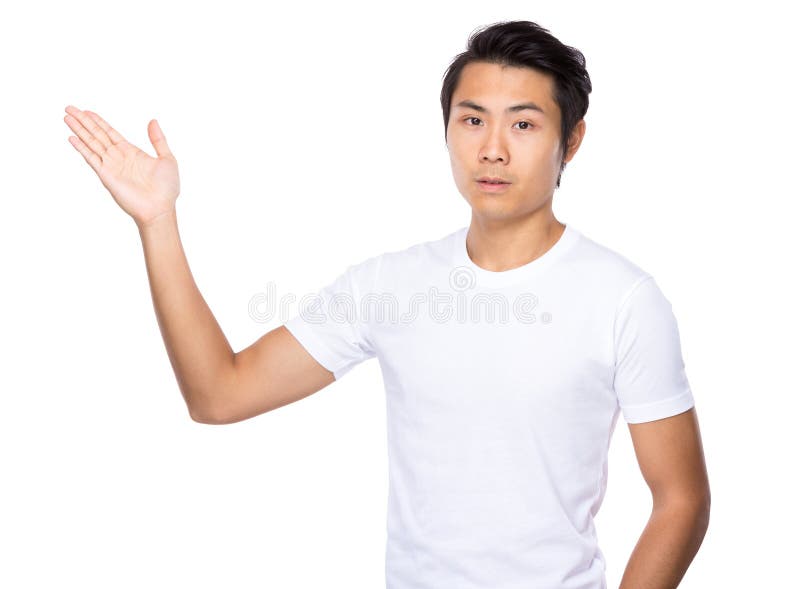 Asian Man with Hand Showing Something Stock Image - Image of learn ...