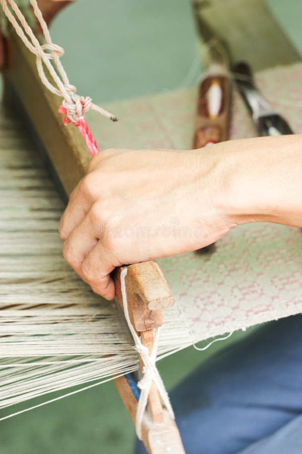 Asian Man Hand Weaving stock photo. Image of cloth, handloom - 96678740