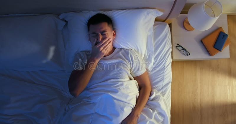 Asian man has insomnia stock image. Image of light, japanese - 184845615