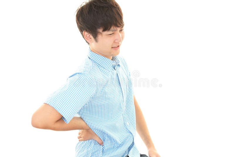 Asian man having back pain stock image. Image of father - 59288195