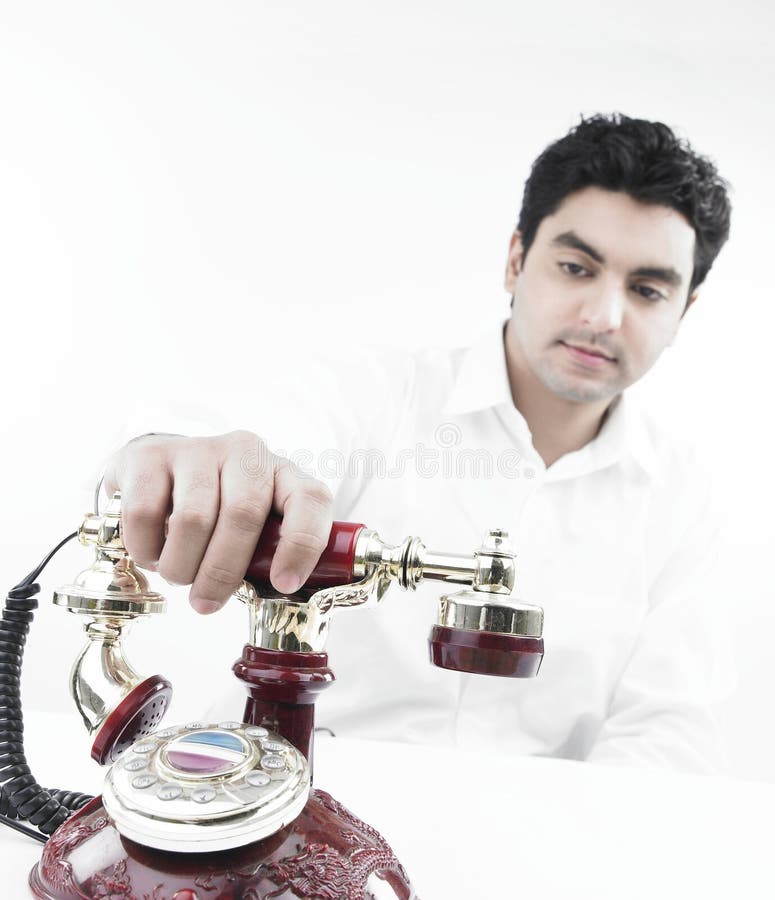 Asian Man with His Antique Phone Stock Photo - Image of dude, adult ...