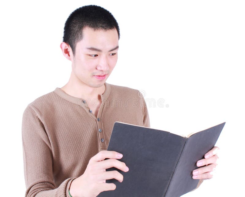Asian Man Holding the Book. Stock Image - Image of happy, friendly ...