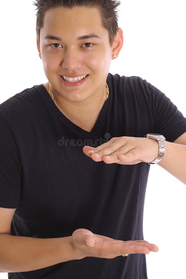 Asian Man Holding Empty Space Stock Photo - Image of male, model: 42537078