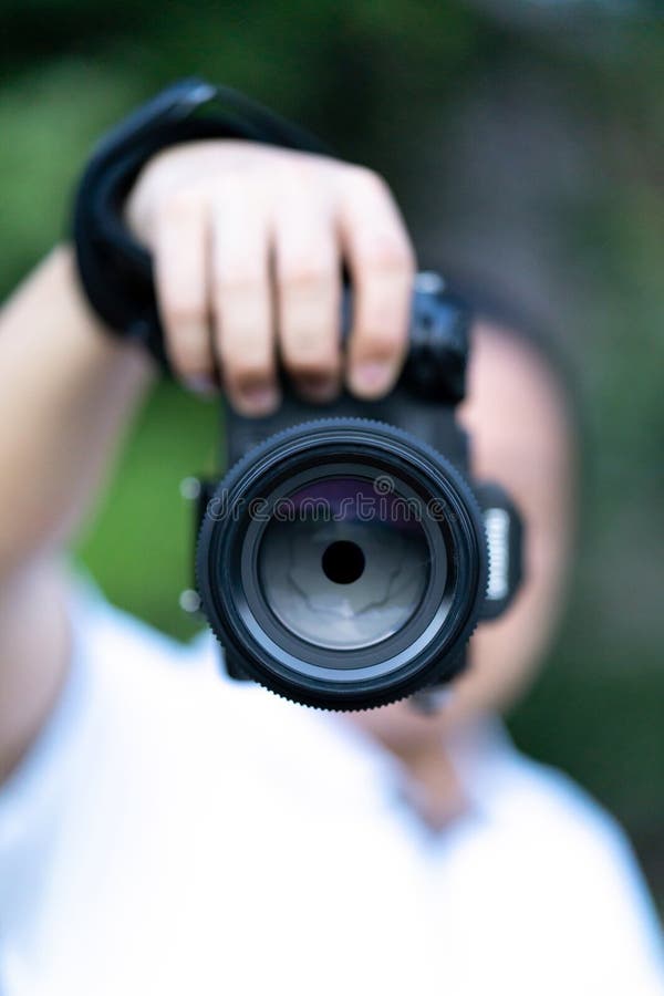 Asian Man Holds the Medium Format Camera in His Hand and Focus To Shoot ...