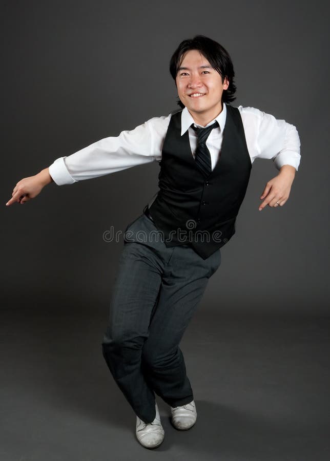 Asian Man Jazz Dancing stock image. Image of gray, background - 20495473