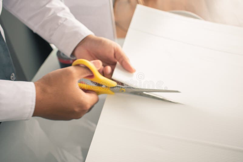 Asian Man Paper Cutting With Scissors For Crafts Paper And Create A ...