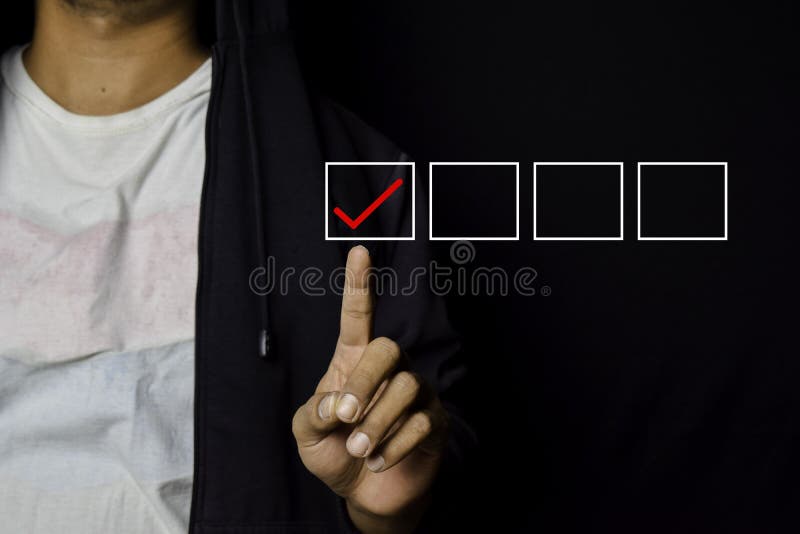 Asian Man Pointed Check List Icon for Customer Isolated on Black ...