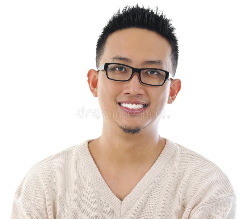 Asian Man Face Smiling Expression in Collage Mode Stock Image - Image ...