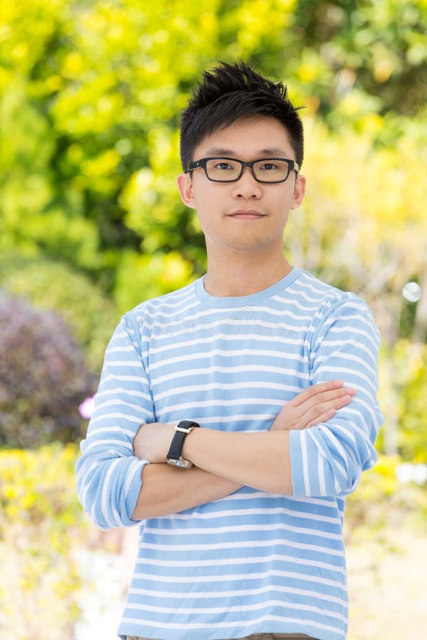 Asian man portrait stock image. Image of park, glasses - 40941865