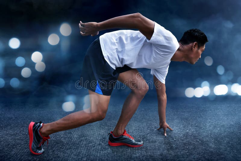Asian man ready to run stock image. Image of people, lifestyle - 93308459