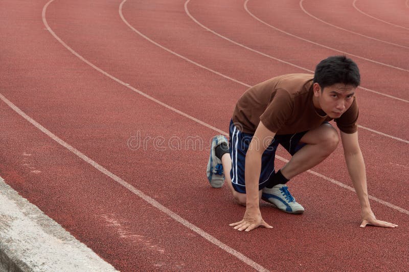 Asian Man Runner on Running Track Stock Photo - Image of pattern ...