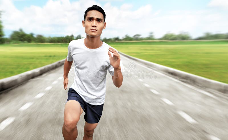 Asian man running stock photo. Image of endurance, diet - 96221674
