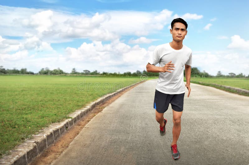 Asian man running stock photo. Image of male, fitness - 96647656