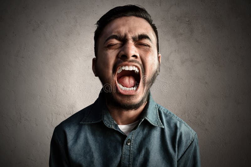 Asian man scream very loud stock image. Image of aggression - 108208741