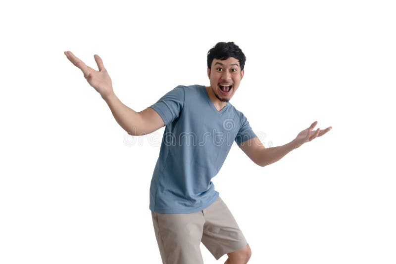 Man with Surprised Action Pose on Isolated Background. Stock Image ...