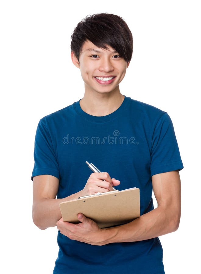 Young Man Take Note File Board Stock Photos - Free & Royalty-Free Stock ...