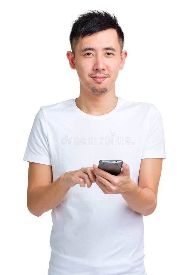 Asian man text message stock photo. Image of modern, cellular - 41410702