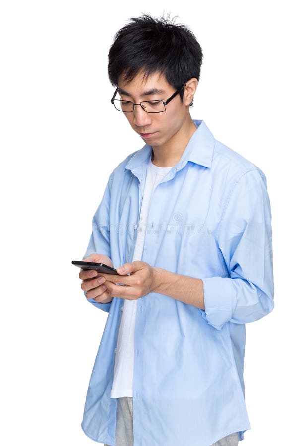Asian man use mobile phone stock image. Image of male - 41884223