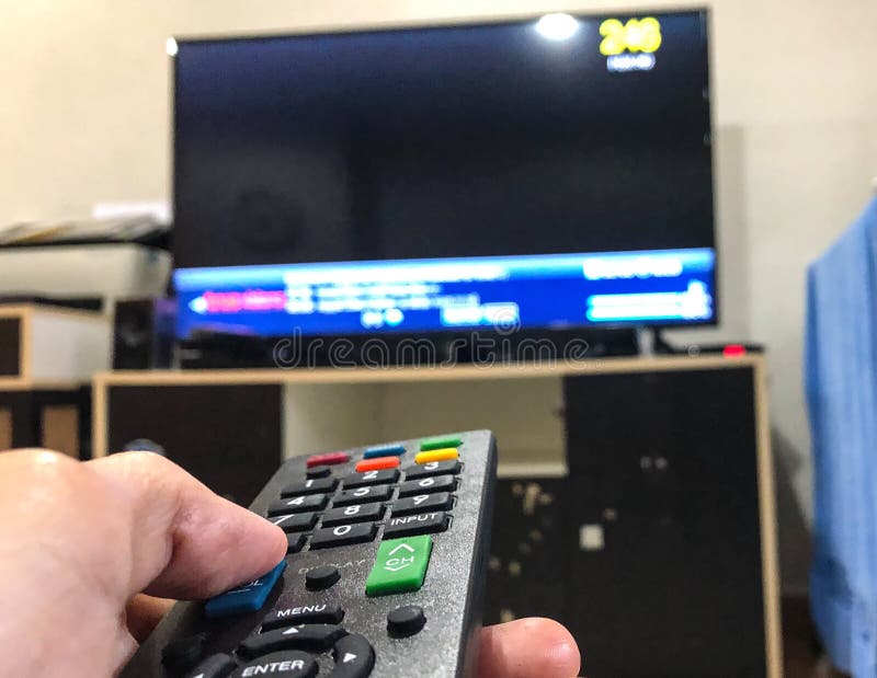 Use Remote Controller for on/off Television Stock Image - Image of ...