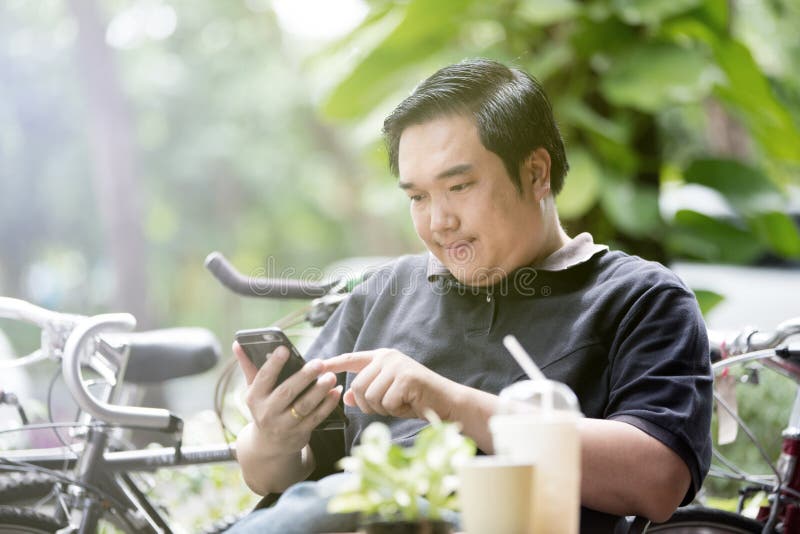 Asian Man Using on a Mobile Phone Stock Photo - Image of work, call ...