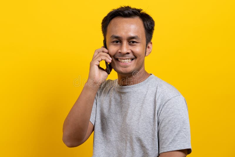 Man Using Mobile Phone Call and Smile Stock Image - Image of cellular ...