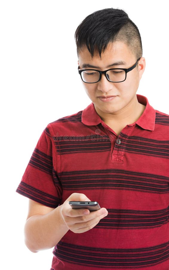 Asian Man Using Mobile Phone Stock Image - Image of face, male: 36192559