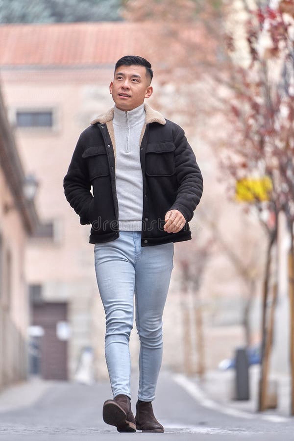 Asian Man Walking on the Street. Stock Image - Image of street ...