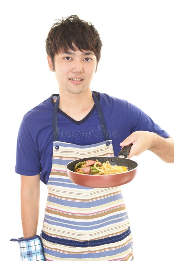 Cooking man in apron stock image. Image of fresh, challenge - 126135525