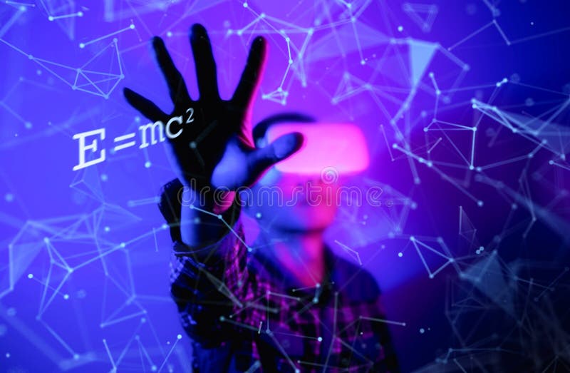 Asian Man Wearing Virtual Reality Goggles, Future Technology Concept ...