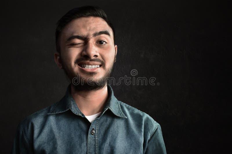 Asian Men Winking and Smile Expression Stock Photo - Image of gesture ...