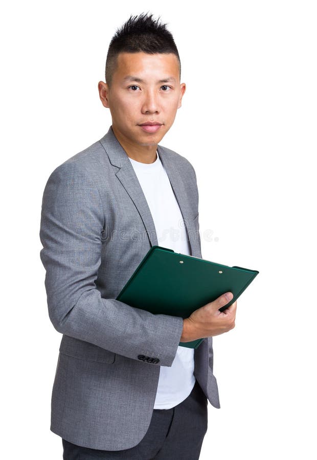 Asian Manager Holding Clipboard Stock Image - Image of gentleman ...