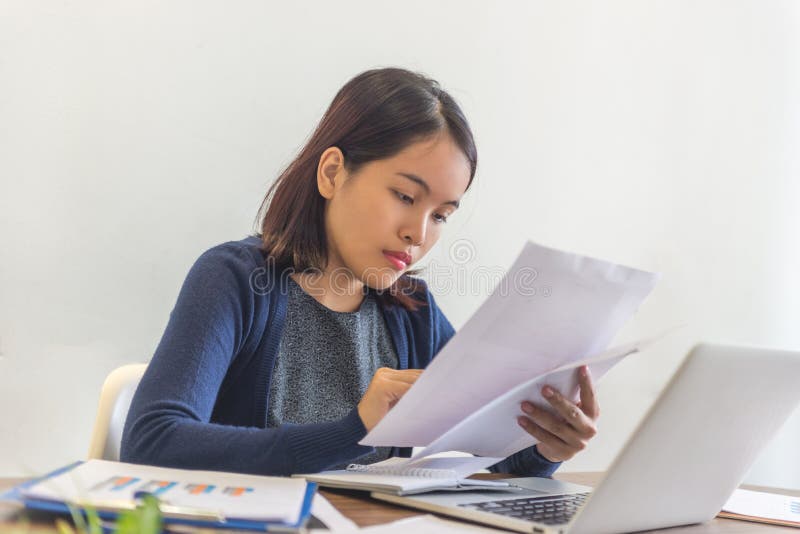 Asian Manager Reading the Sales Reports Stock Photo - Image of happy ...