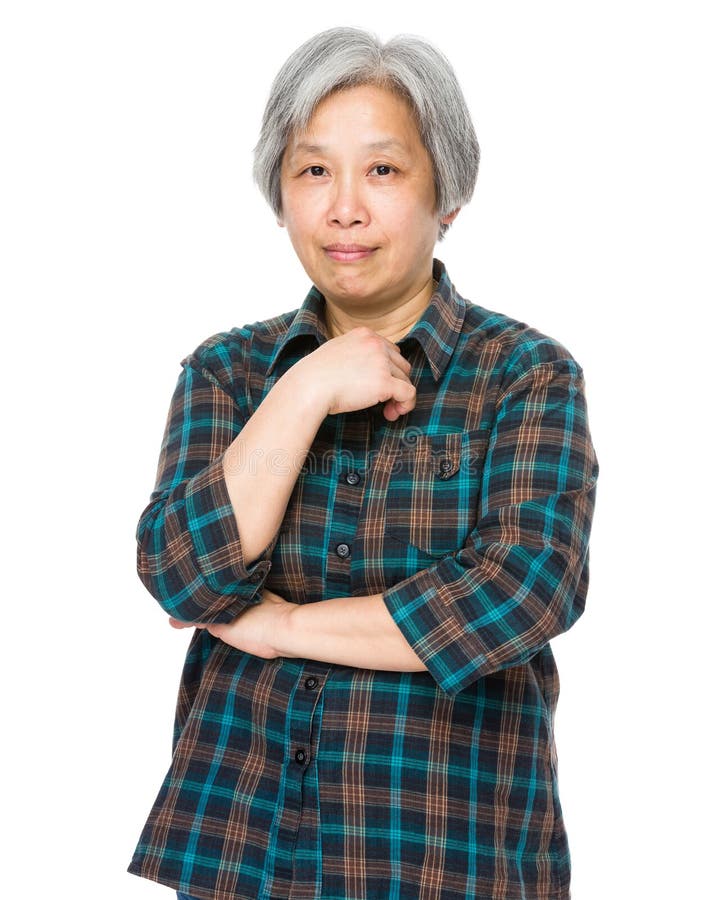 Asian Mature Woman Closing Ears With Hands Stock Photo - Image of ...